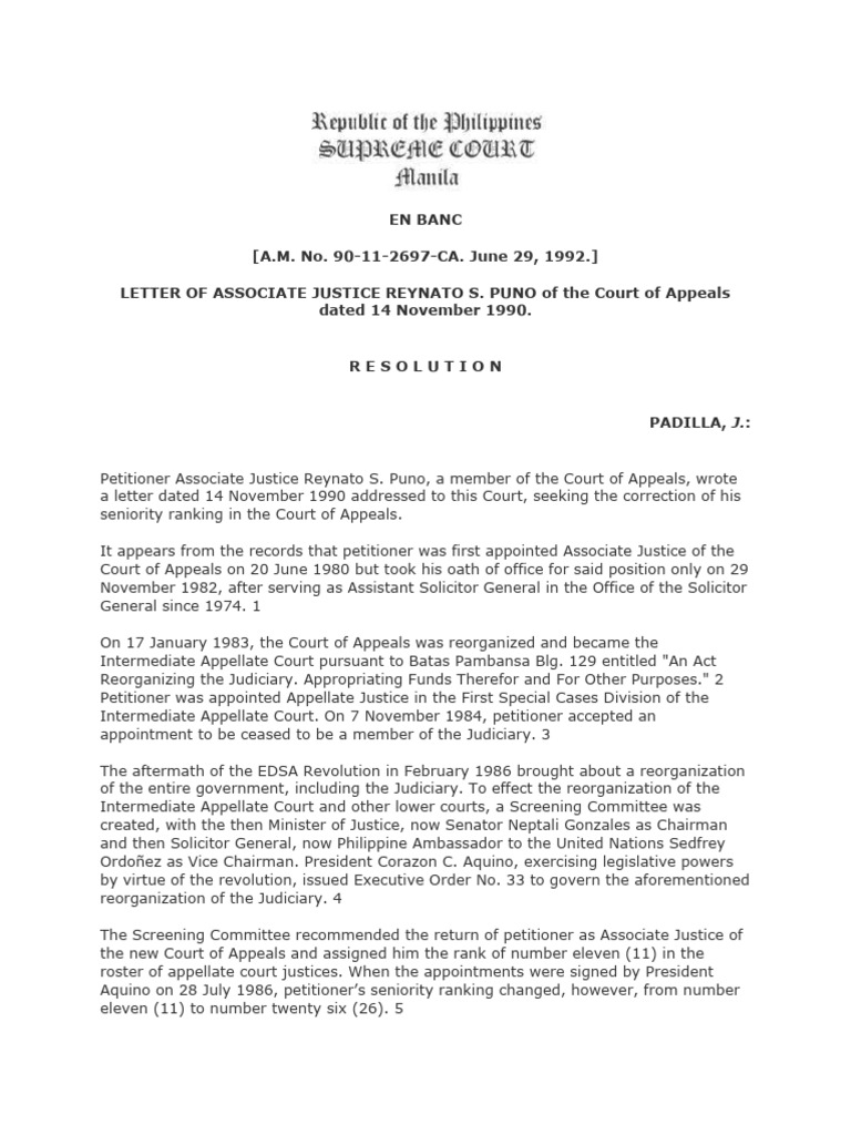 LETTER OF ASSOCIATE JUSTICE Puno | PDF | Appeal | Constitution