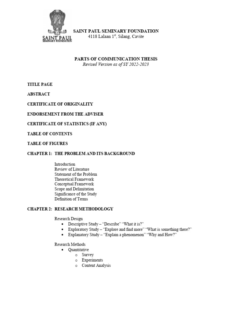Revised Thesis Format SY 2022 2023 | PDF