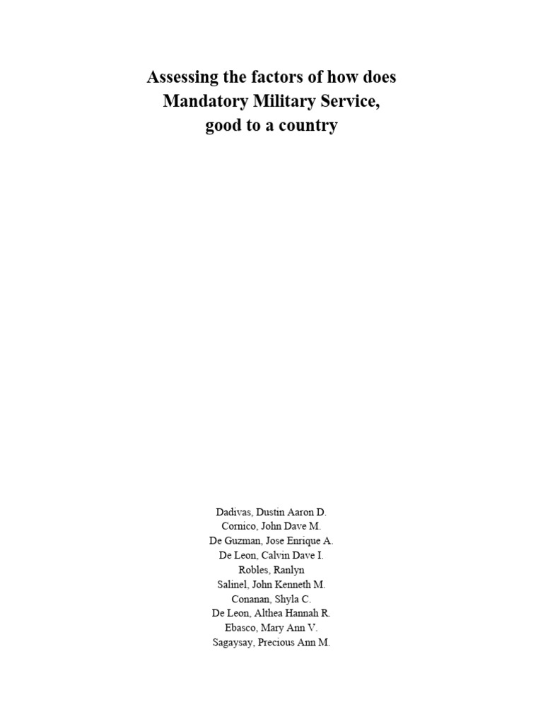 Benefits of Mandatory Military Service | PDF | Conscription | Government