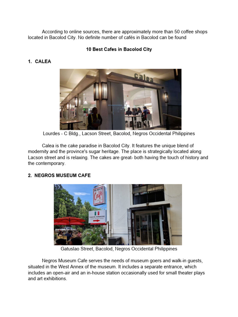 10 Best Cafes in Bacolod City | PDF | Coffee | Coffeehouse
