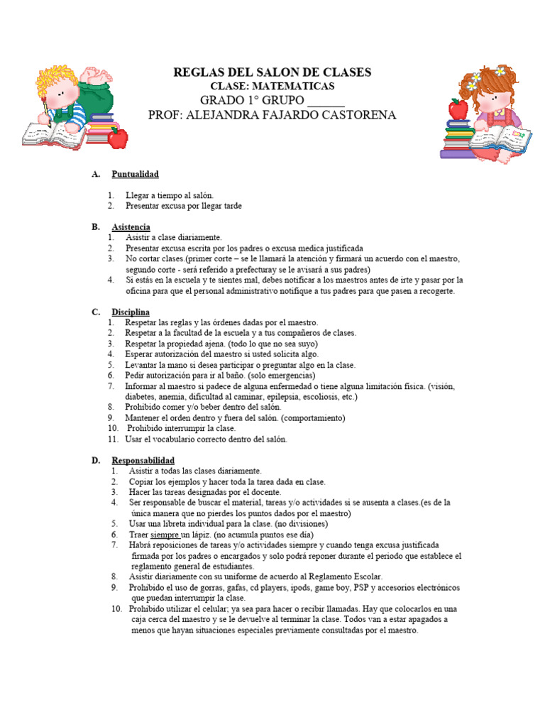 Backup of Reglas Del Salon de Clases | PDF | Salud y bienestar