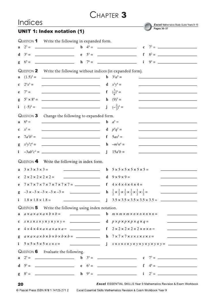 Indices Essentials Revision | PDF