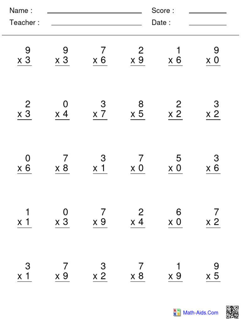 Multiplication Drill Single | PDF | Teaching Methods & Materials | Home ...