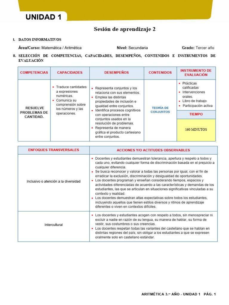 Arit 3.° Sesión de aprendizaje 2 | PDF | Aprendizaje | Evaluación