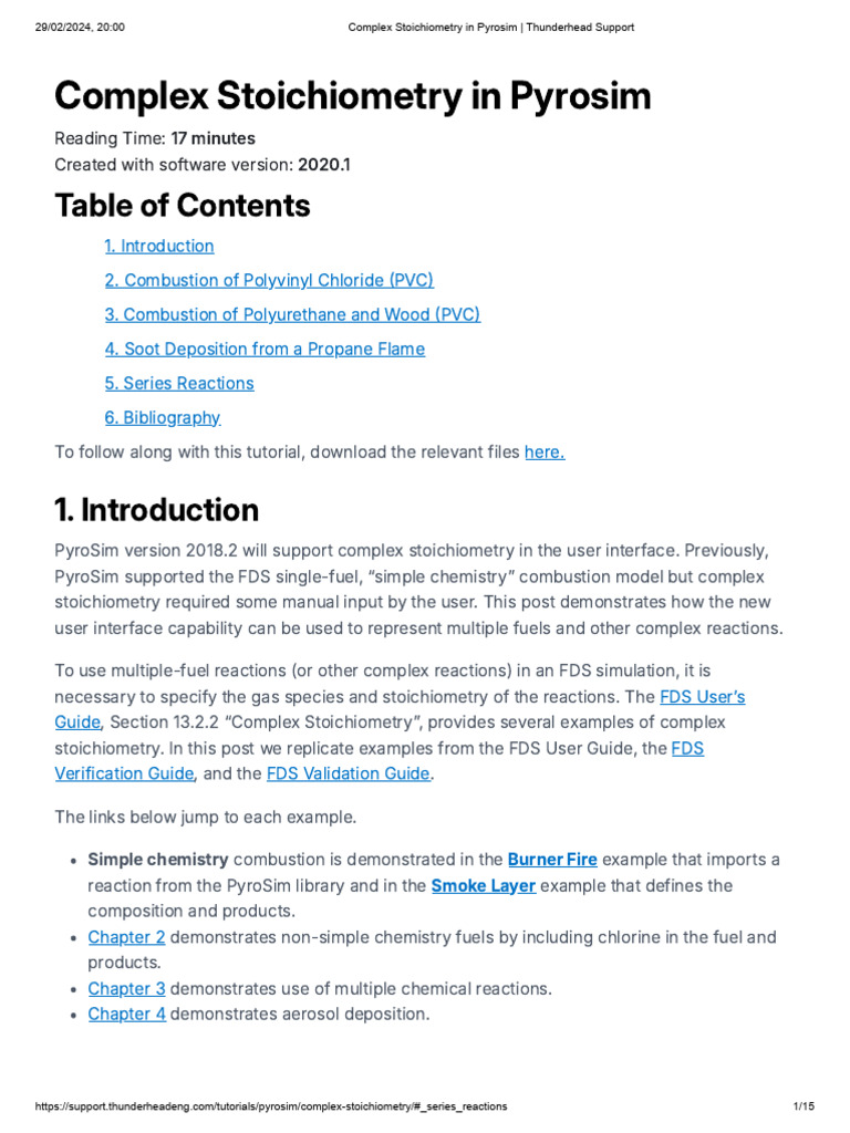 Complex Stoichiometry in Pyrosim - Thunderhead Support | PDF ...