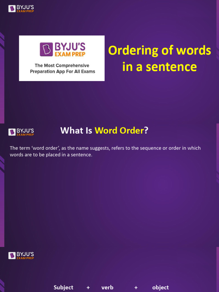 Understanding Word Order in Sentences | PDF | Syntax | Grammar