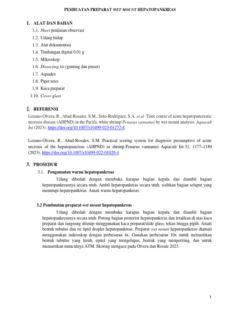 Metode Pengamatan Hepatopankreas | PDF