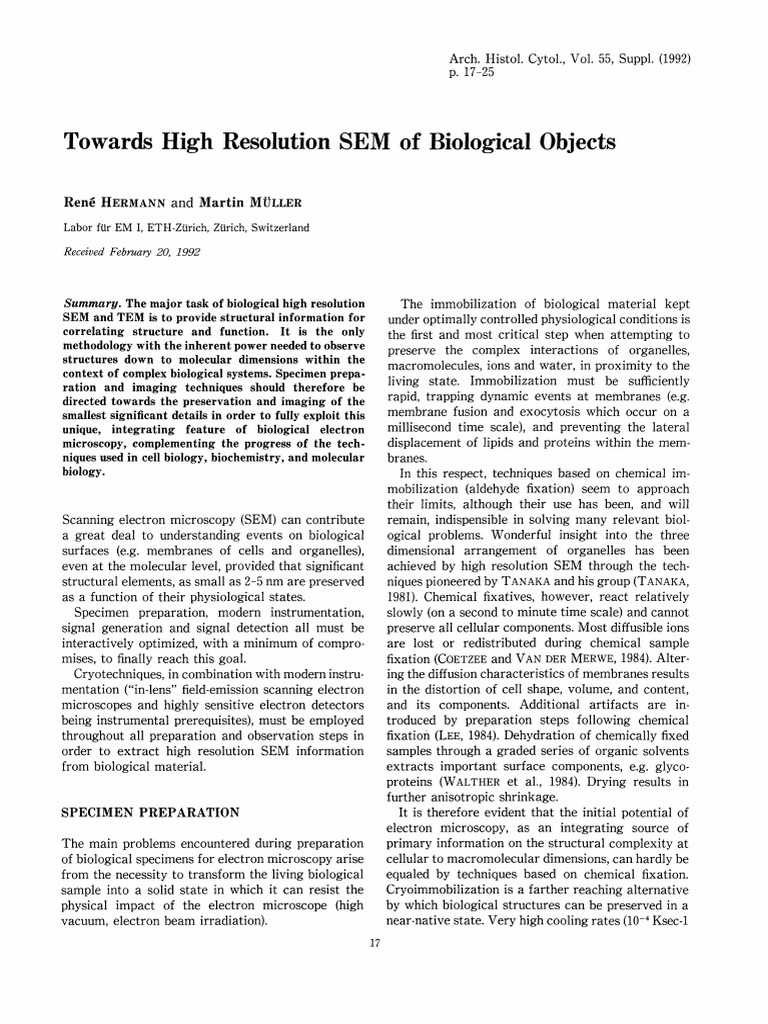 Towards High Resolution SEM of Biological Objects | PDF | Scanning ...