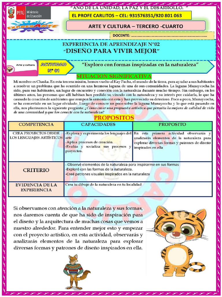 Experiencia de Aprendizaje #02 - Actividad 1 - 3ero y 4to - Arte y Cultura - 00001 | PDF