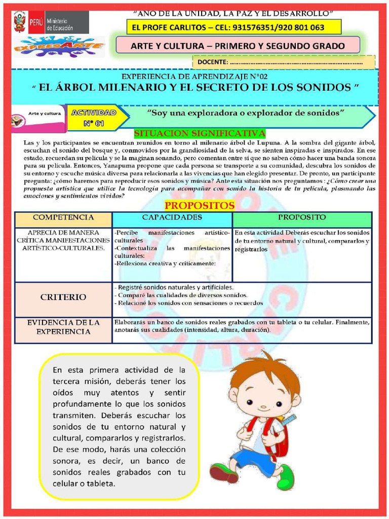 Experiencia De Aprendizaje 02 Actividad 1 1ero Y 2do Arte Y