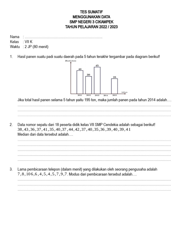 Sumatif Menggunakan Data 7k Pdf