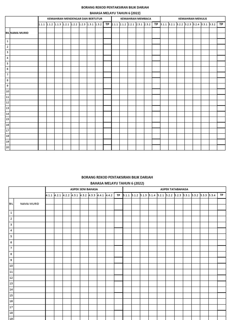 Borang Rekod PBD BM 6 | PDF