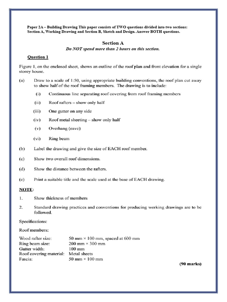 CXC CSEC Technical Drawing Paper 2A - June 2018 | PDF