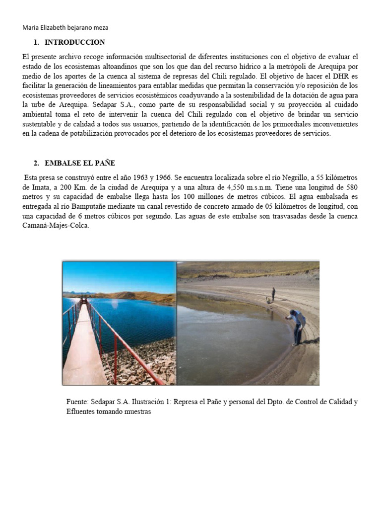 Represas de Arequipa | PDF | Represa | Reservorio
