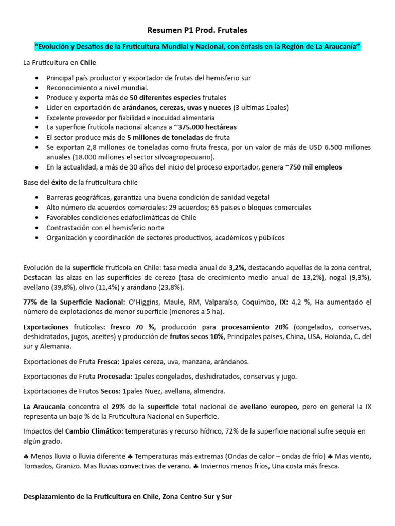 Resumen P1 Prod. Frutales | PDF | Flores | Plantas