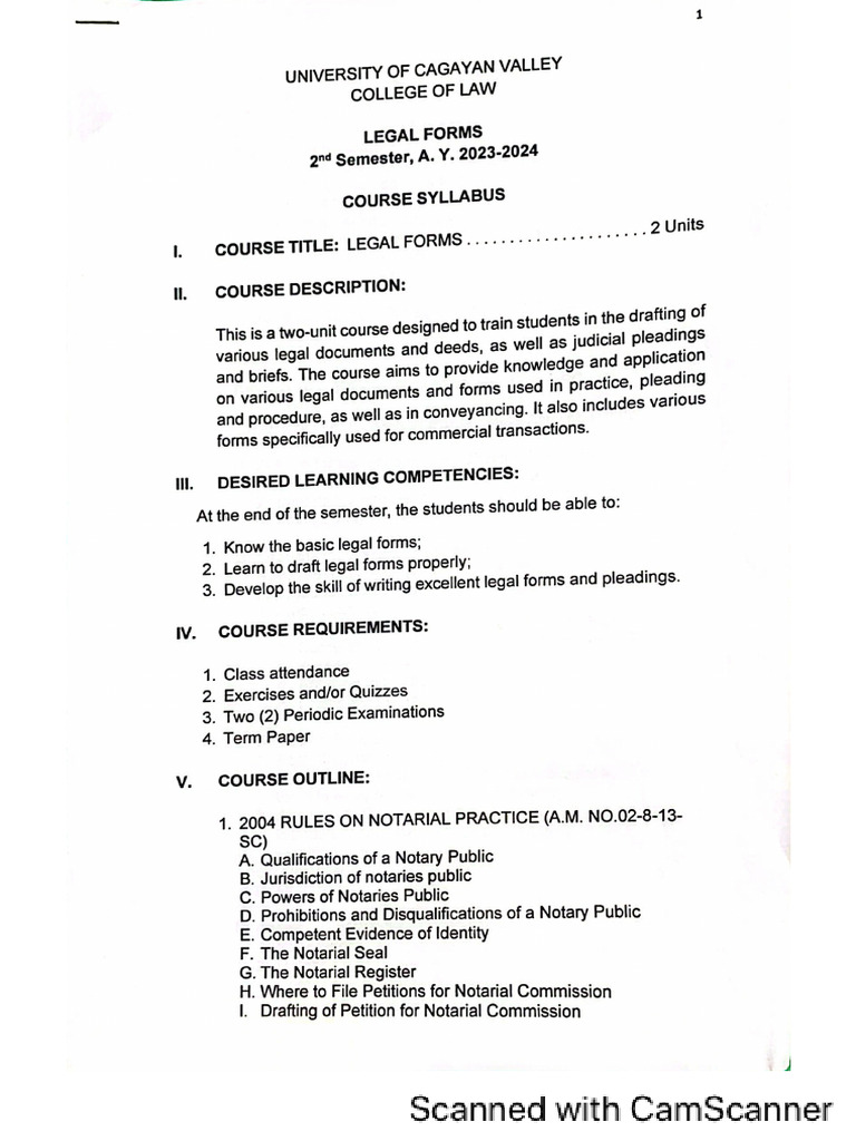 Legal Forms Syllabus | PDF