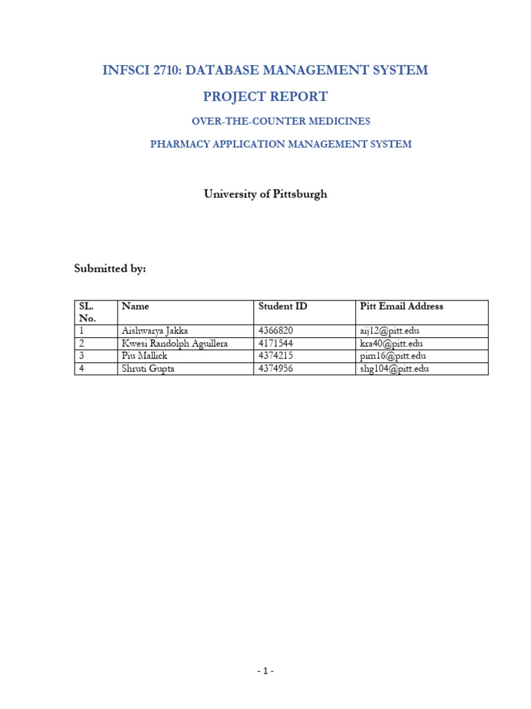 INFSCI - 2710 - Project - Report | PDF | Data Management | Computing