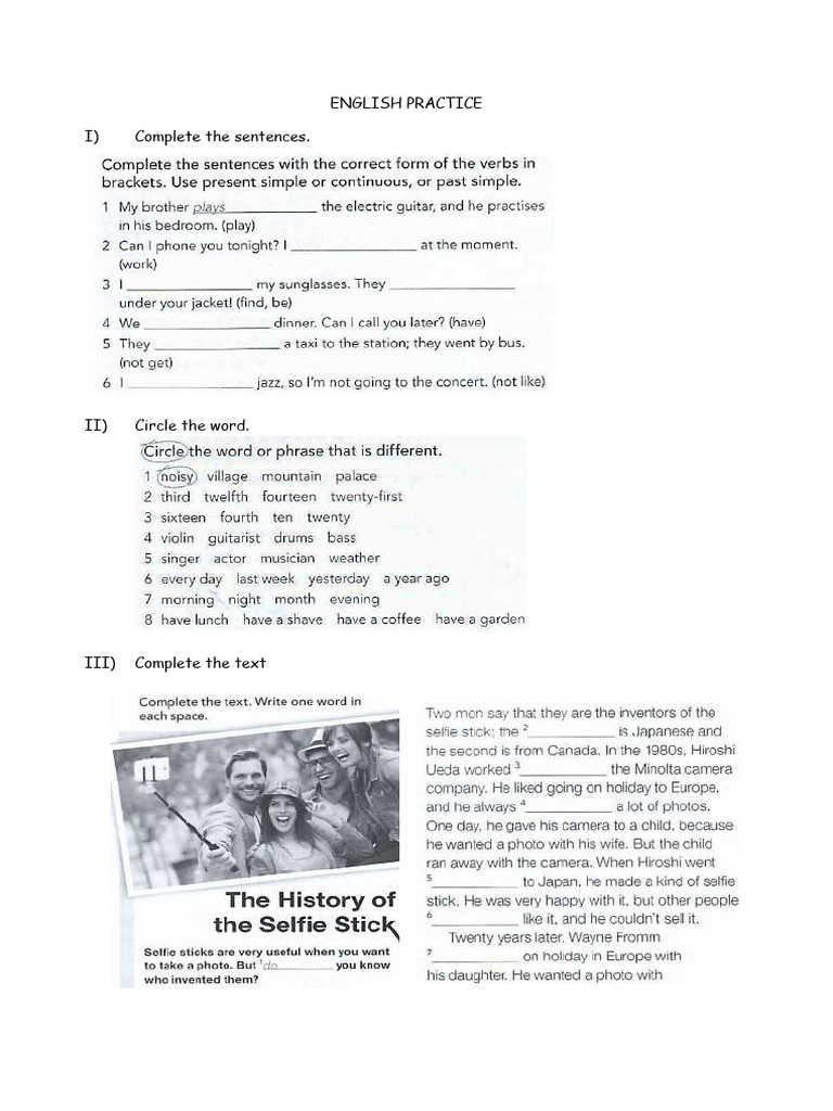 English Practice Exercises Guide | PDF | Language Arts & Discipline ...