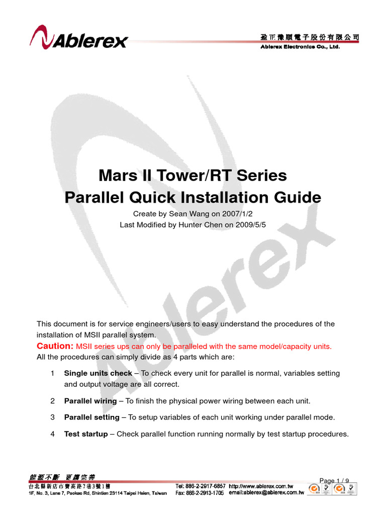 MSII 6-10K Parallel Quick Installation Guide | PDF | Power Inverter ...
