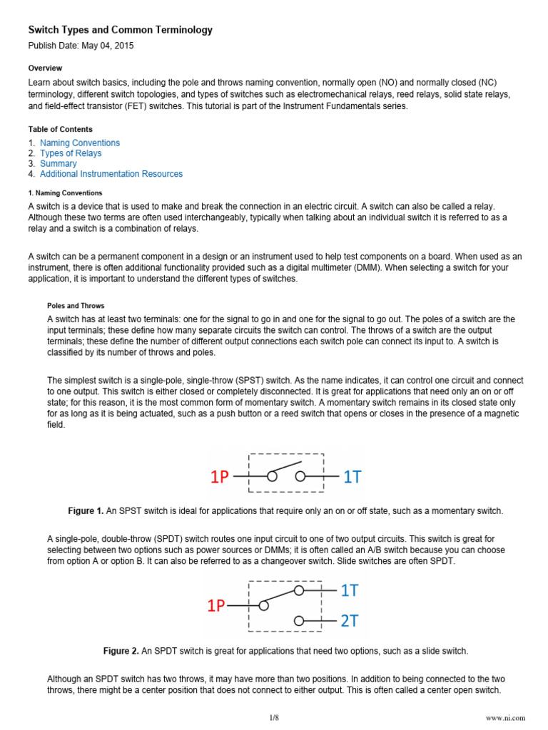 Switches Tutorial | PDF | Relay | Switch