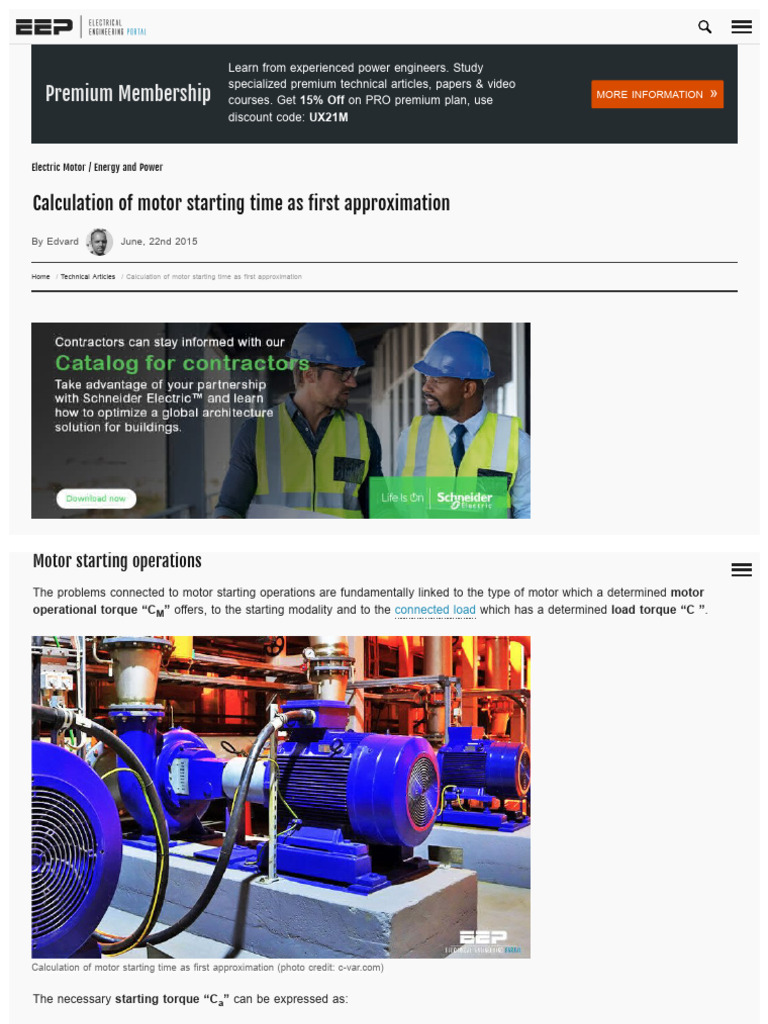 Calculation of motor starting time as first approximation | EEP | PDF ... Calculation of motor starting time as first approximation | EEP | PDF ...