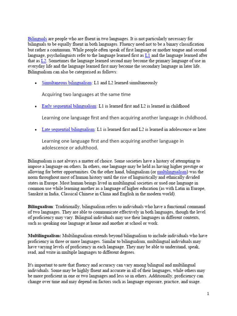 Bilinguals | PDF | Multilingualism | Fluency