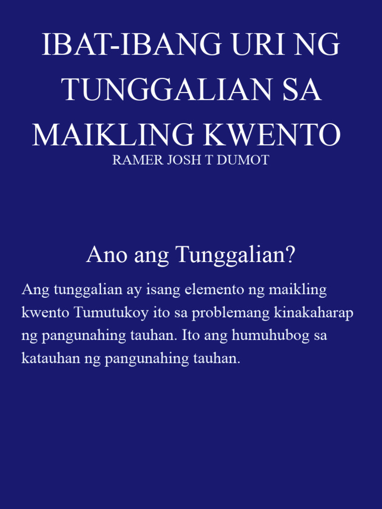 Ibat Ibang Uri Ng Tunggalian Sa Maikling Kuwento | PDF
