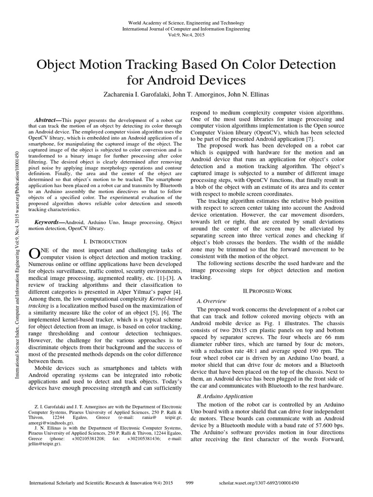 Object Motion Tracking Based On Color Detection For Android Devices ...