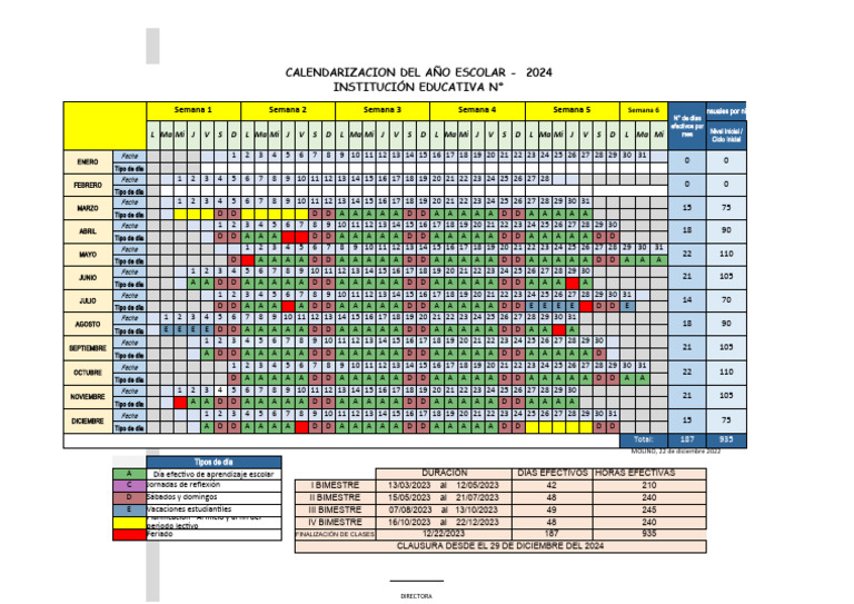 Calendarización 2024 | PDF