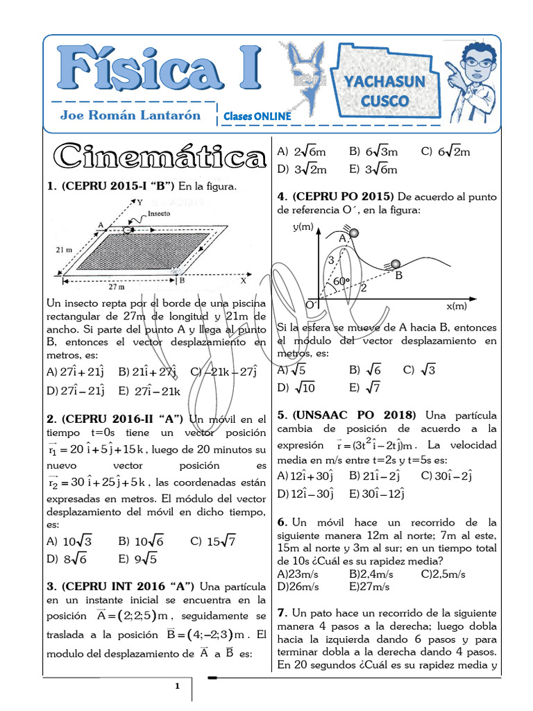 5.1 Cinemática (Ejercicios) | PDF | Velocidad | Aceleración
