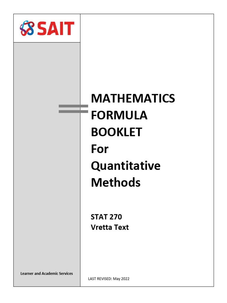 STAT270FormulaBookletVrettaUpdated | PDF | Variance | Statistical Theory