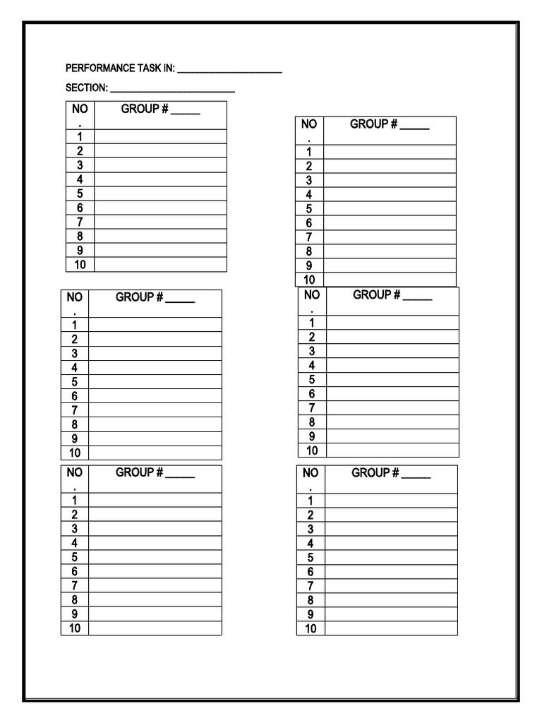 Performance Task Names | PDF