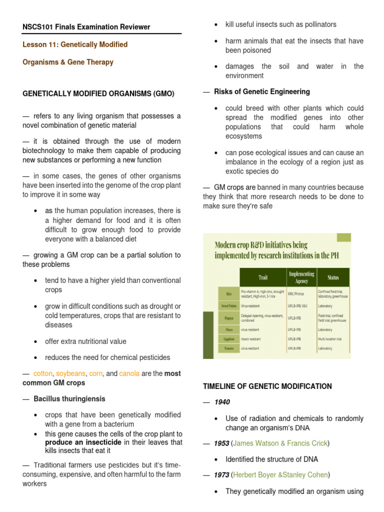 NSCS101_L12 nscs | PDF | Genetically Modified Organism | Genetic Engineering