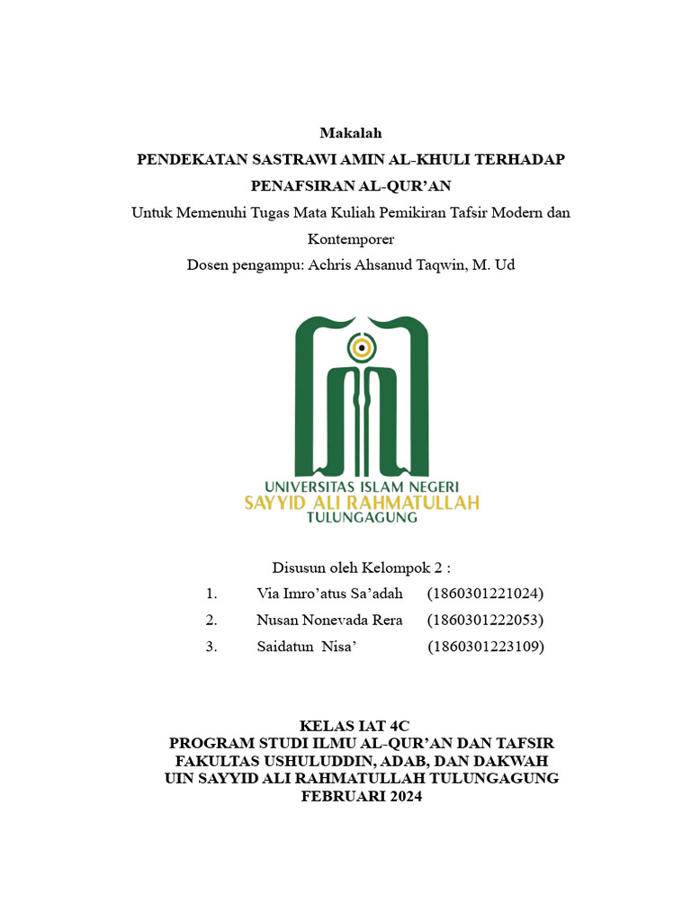 KEL. 2 - PEMIKIRAN TAFSIR MODERN Dan KONTEMPORER Ok | PDF