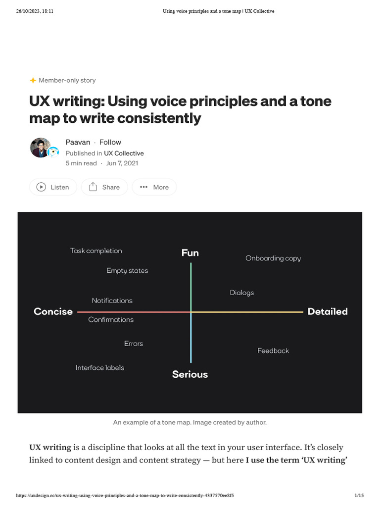 Using Voice Principles and A Tone Map - UX Collective | PDF | Brand | Word