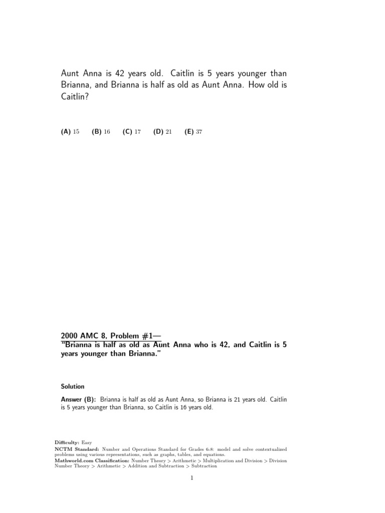 AMC 8 2000 Problem Solutions | PDF | Area | Geometry