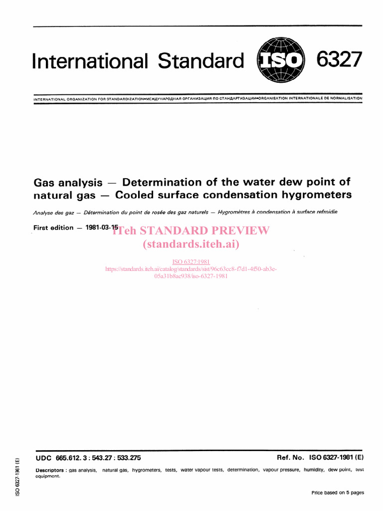 Iso 6327 1981 | PDF | Water Vapor | Gases