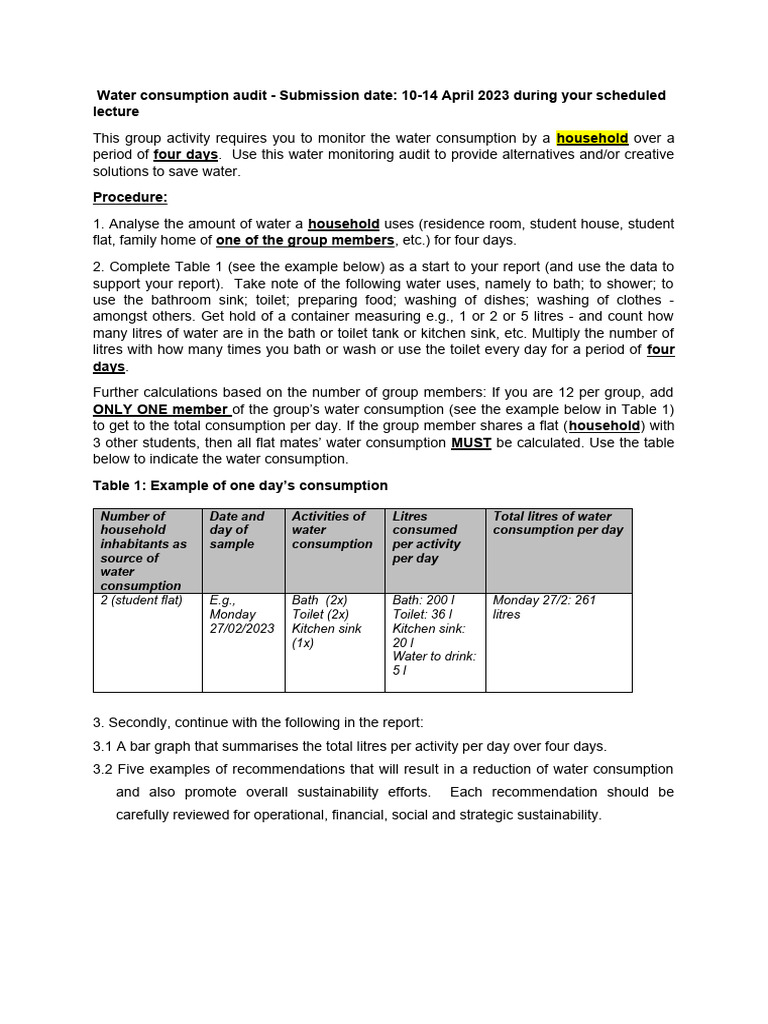 ENG - Water Consumption Audit 2023 | PDF | Water | Consumption (Economics)