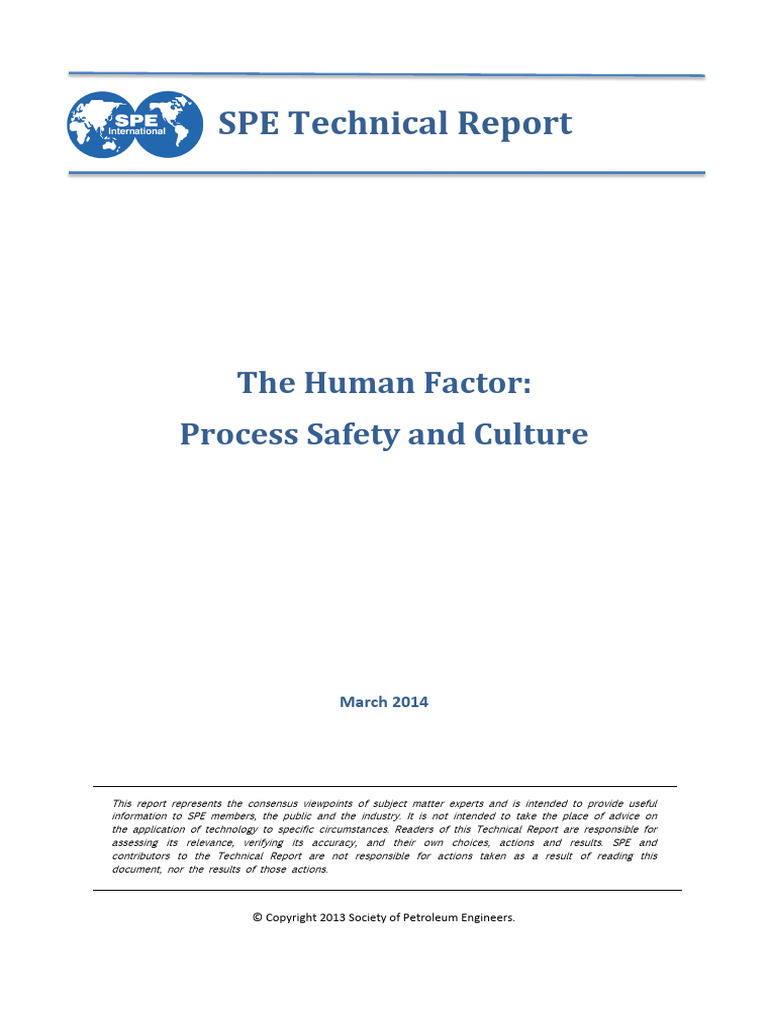 The Human Factor: Process Safety and Culture SPE-170575-TR | PDF | Risk ...