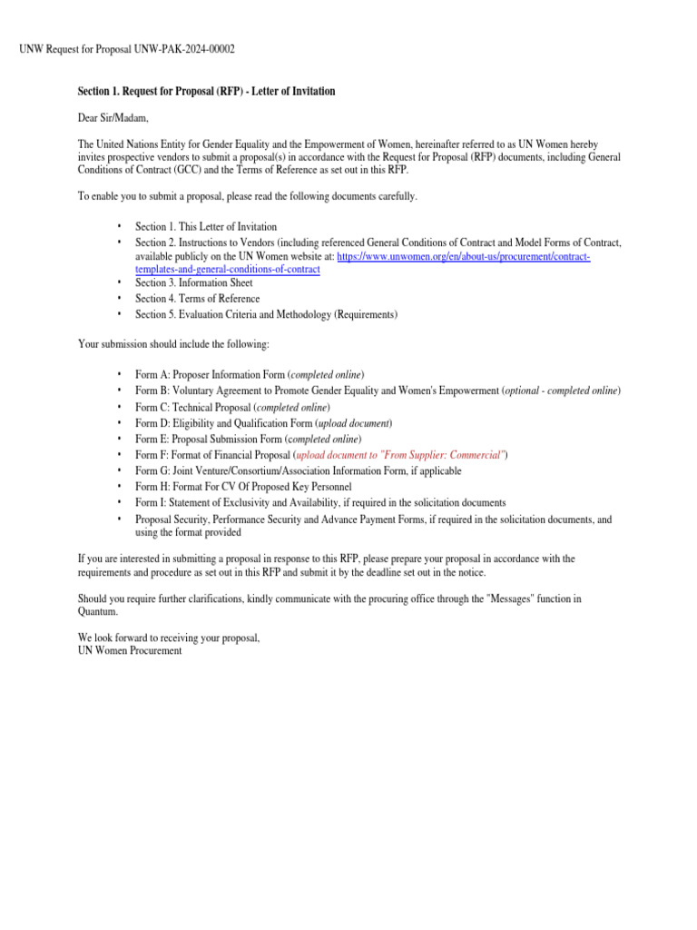 UN Women RFP for Media Firm 2024 | PDF | Request For Proposal ...