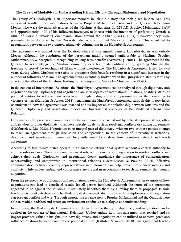 Hudaibiyah Treaty: Islamic Diplomacy Insights | PDF | Muhammad ...