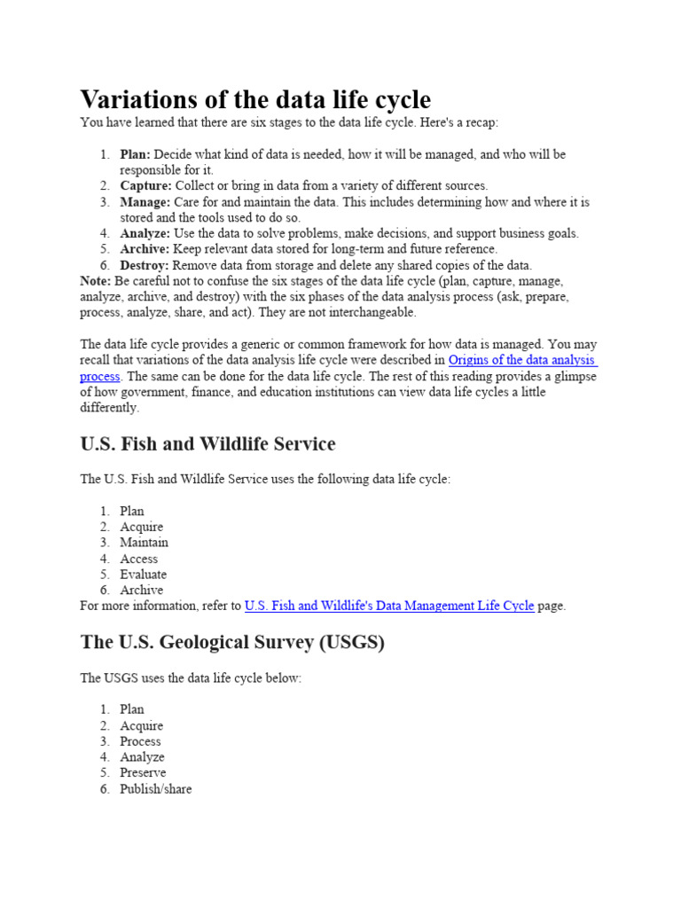 Variations of The Data Cycles Life | PDF | Life Cycle Assessment | Data