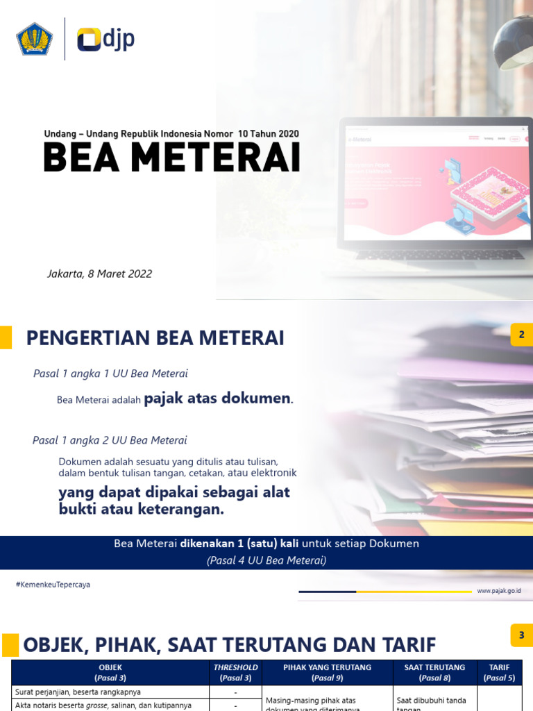 8 E-Meterai Dan Pelaporan SPT Masa Bea Meterai | PDF