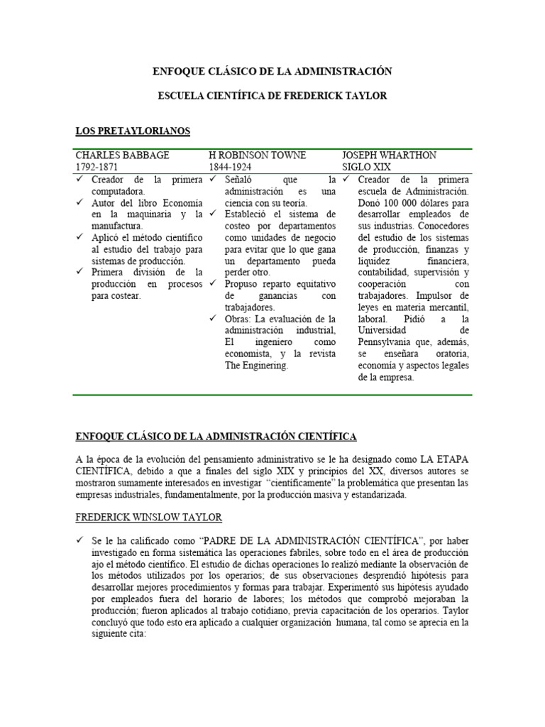 Enfoque Clásico de La Administración | PDF | Producción en masa | Economias
