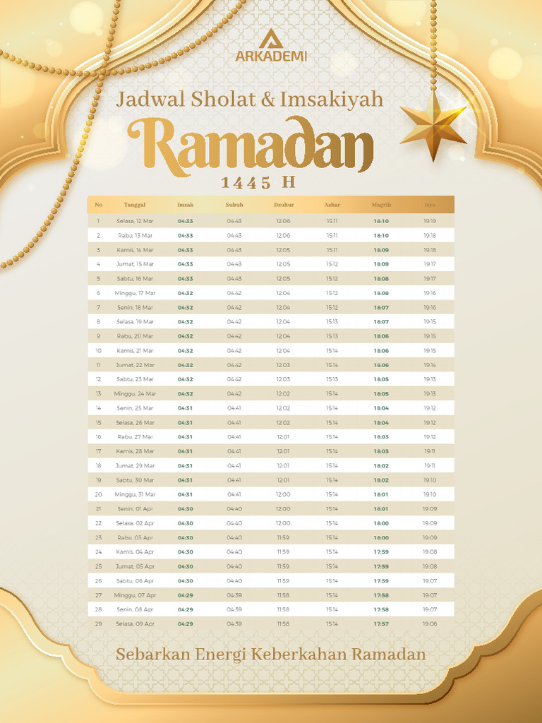 JADWAL IMSAK 2024 | PDF