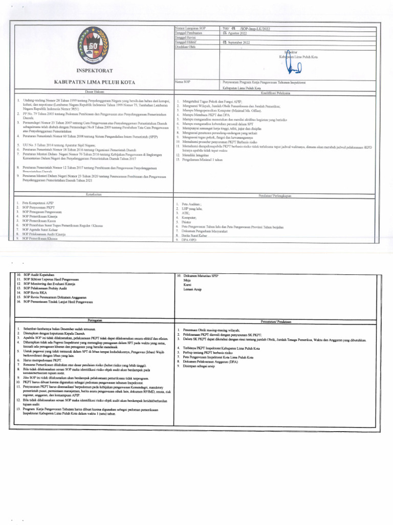 SOP Penyusunan PKPT | PDF