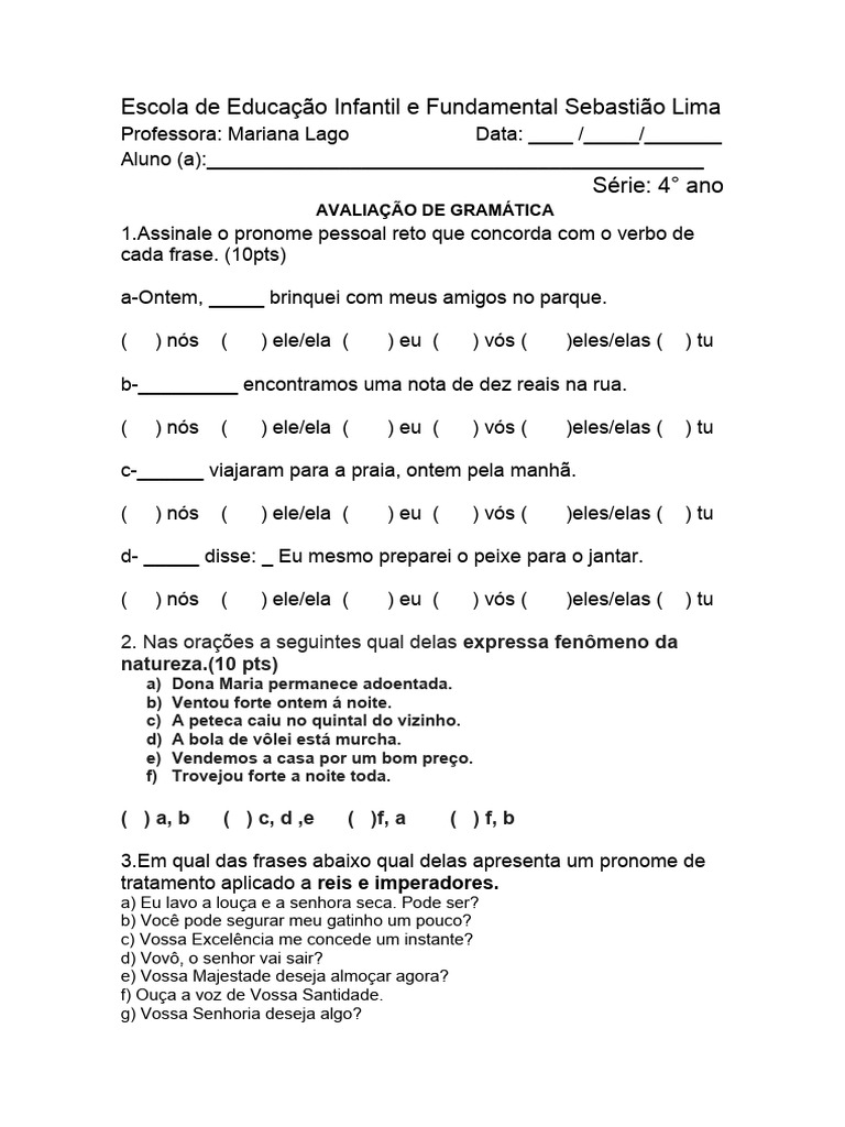 4º Ano Provas 4º Bimestre | PDF | Anjo | HIV/AIDS