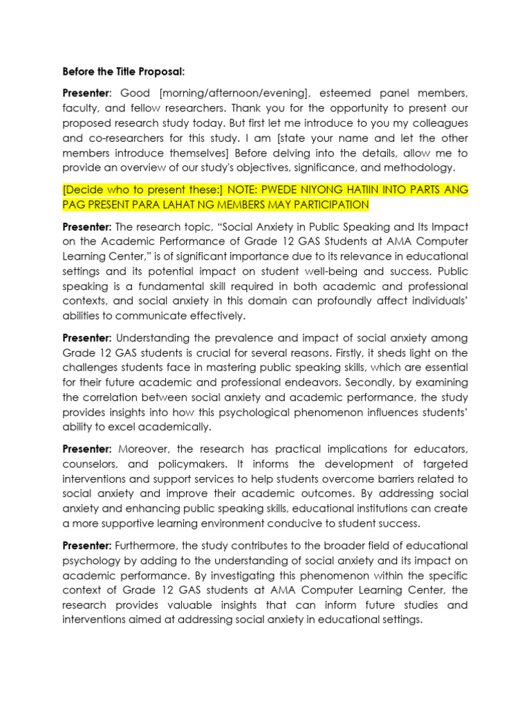 SCRIPT | PDF | Public Speaking | Anxiety