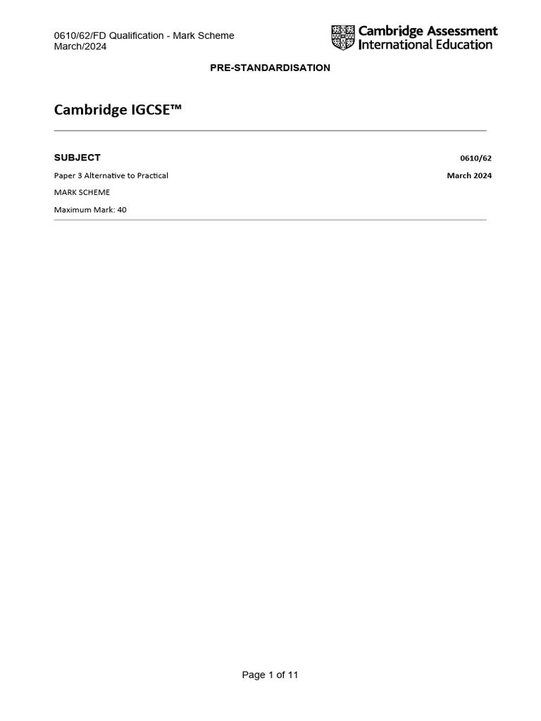 Cambridge IGCSE™: Pre-Standardisation | Download Free PDF | Question ...