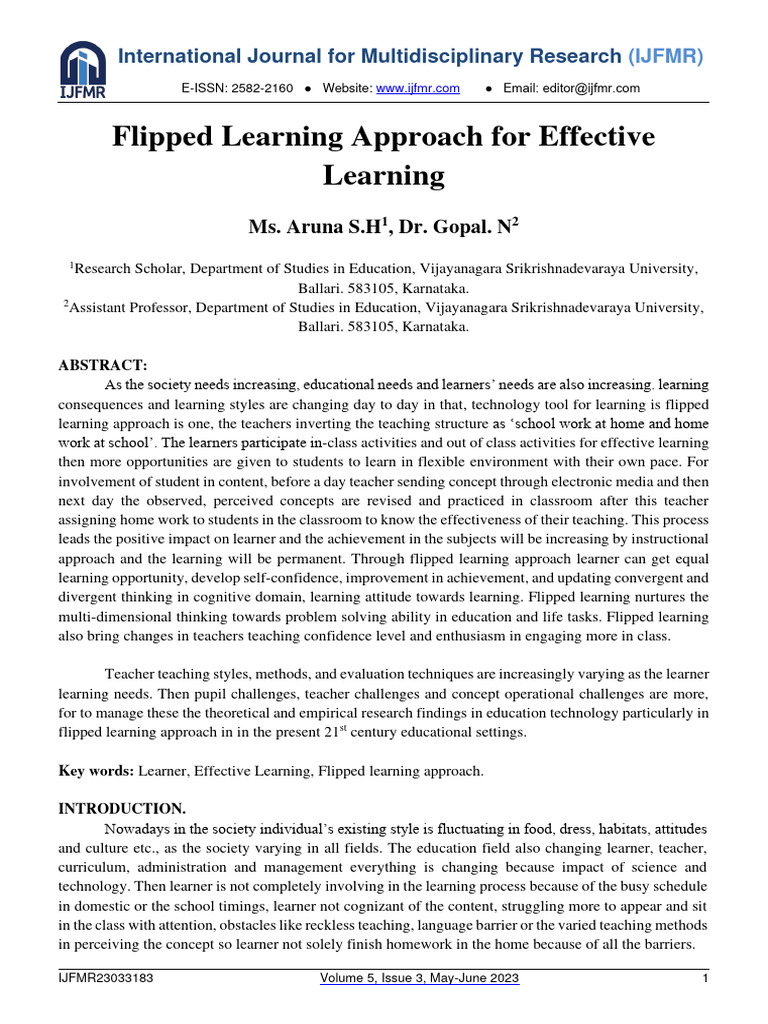 Flipped Learning Approach For Effective Learning | PDF | Learning ...